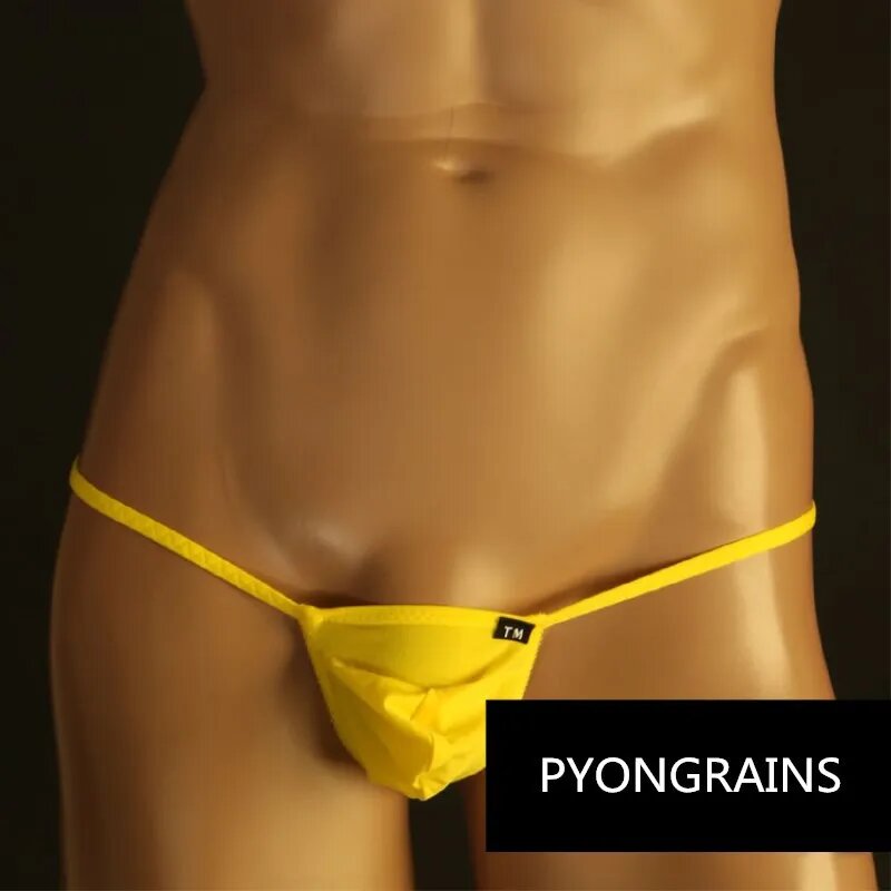 Желтые мужские стринги XL из лайкры