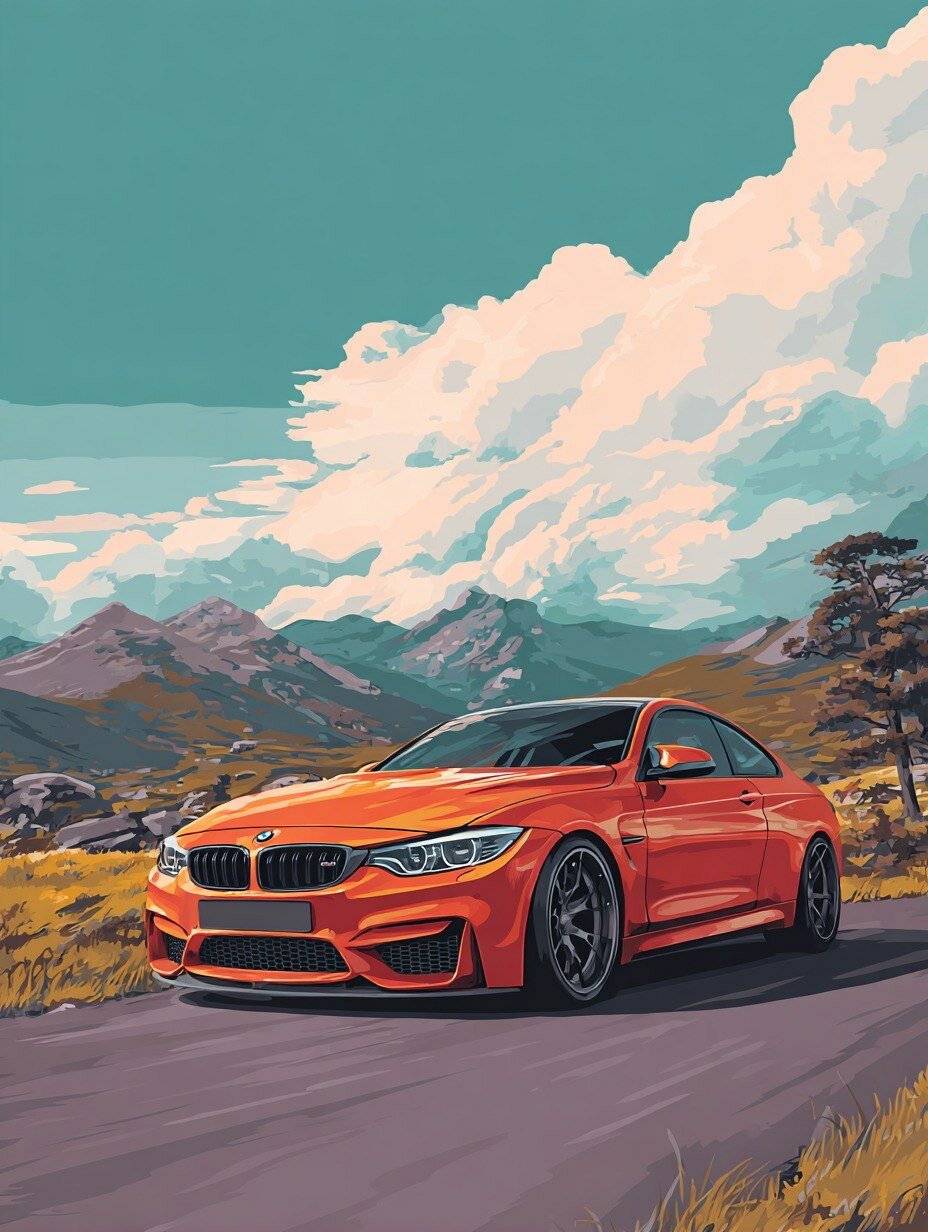 Картина по номерам, 40 x 50, яркая машина бмв