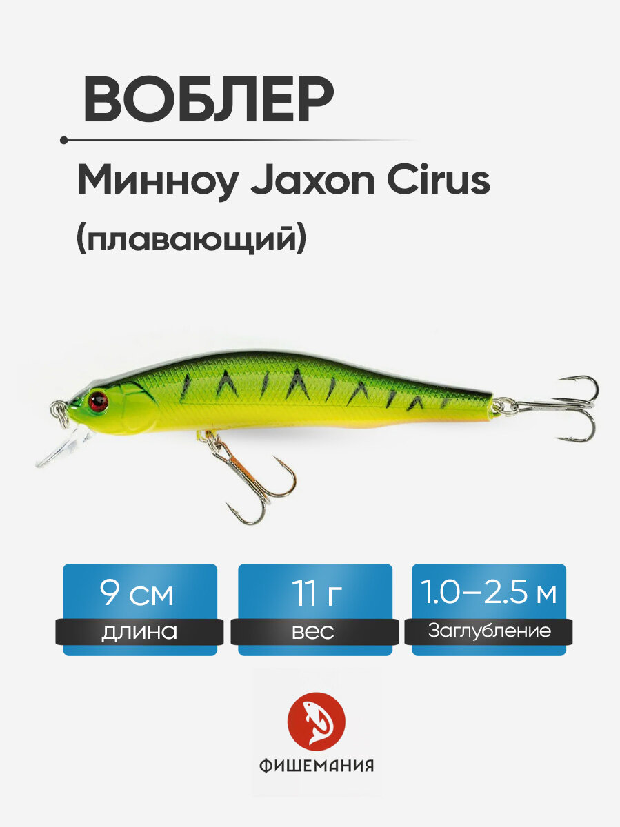 Воблер для рыбалки на щуку минноу Jaxon Cirus 9 см 11 гр плавающий #E