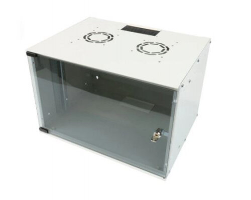 Шкаф настенный 19" Filum 7U FL-SO-0754GW-GY Soho, 520x400, стеклянная дверь, серый