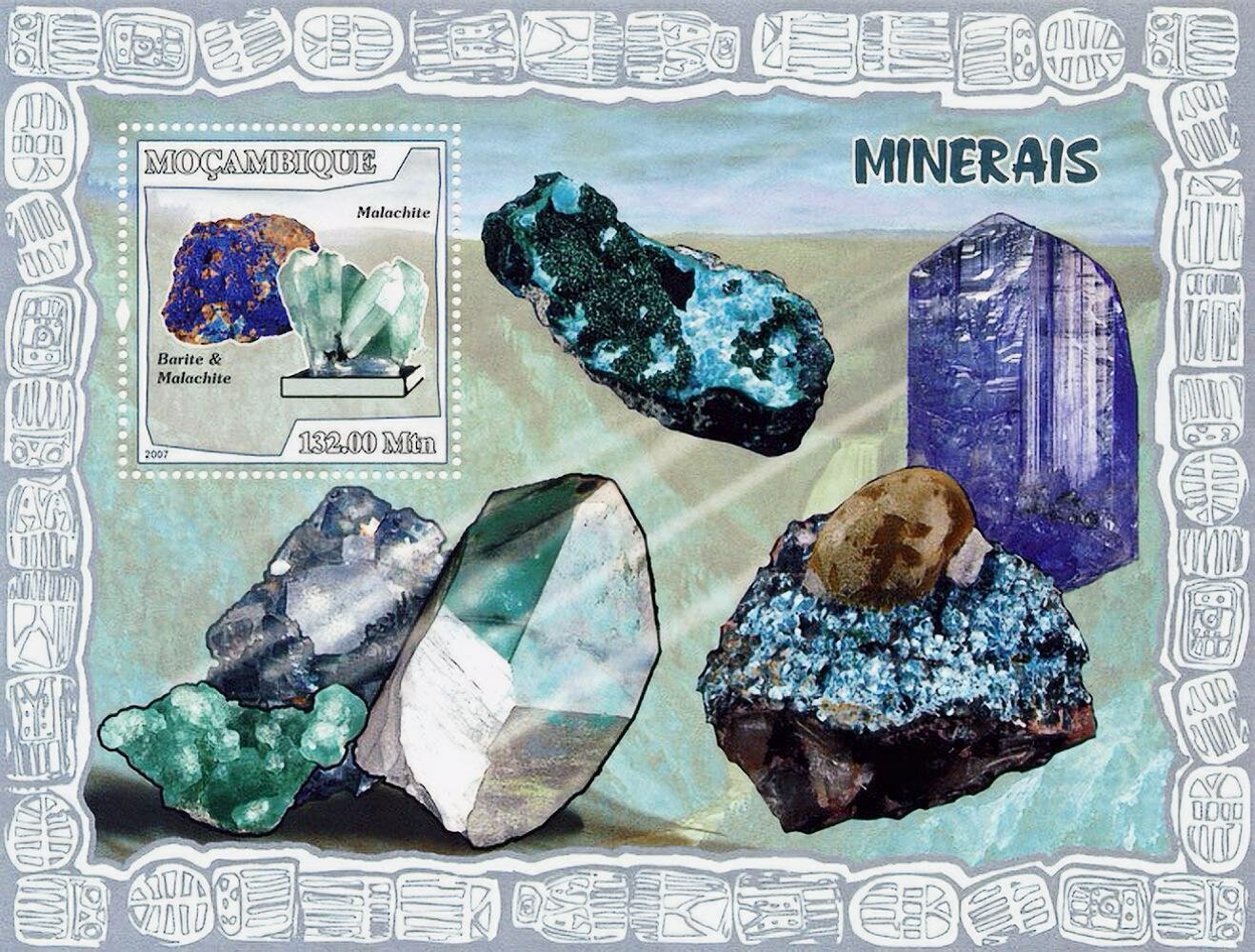 Почтовые марки Мозамбик 2007г. "Минералы" Минералы MNH
