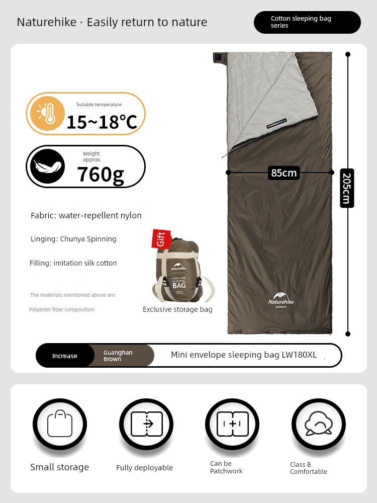 Спальный мешок Naturehike mini envelope для взрослых, для кемпинга на открытом воздухе, портативный, сверхлегкий, можно
