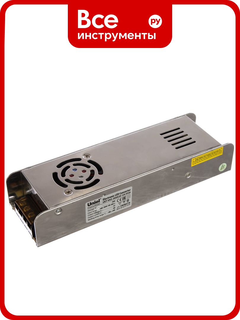 Блок питания Uniel UET-VAS-360A20 12V IP20, 360Вт. UL-00002434
