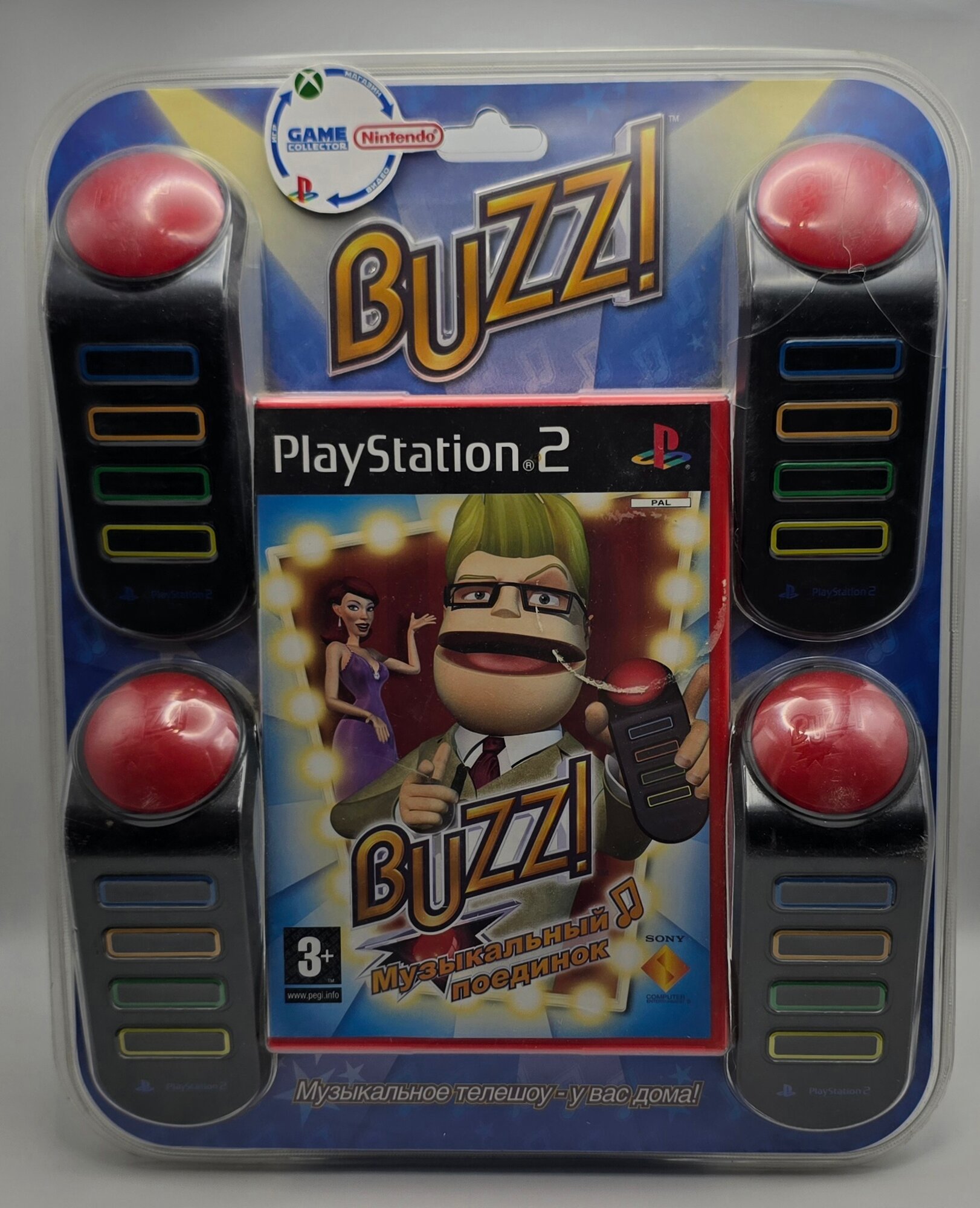 Игра BuZZ! Музыкальный Поединок для Sony PlayStation 2 в комплекте с контроллером (Новая)