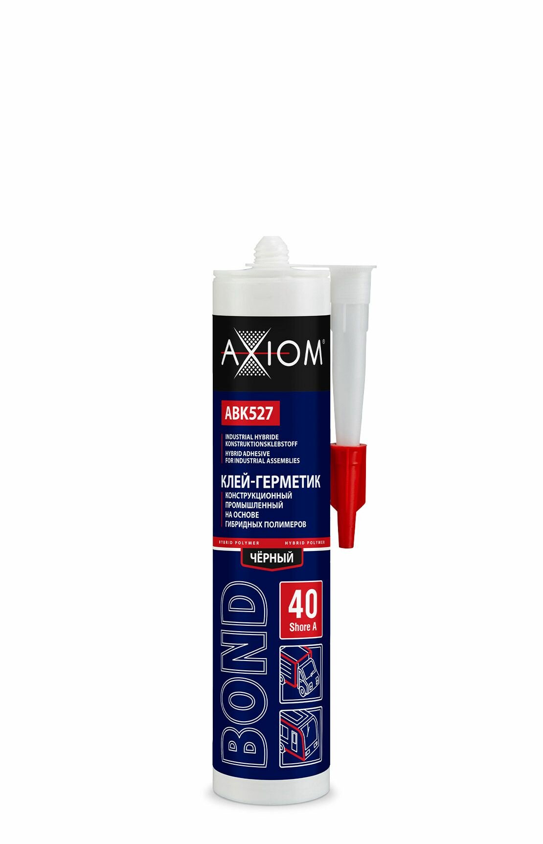 AXIOM Клей-герметик черный Шор А 40, 280 мл.