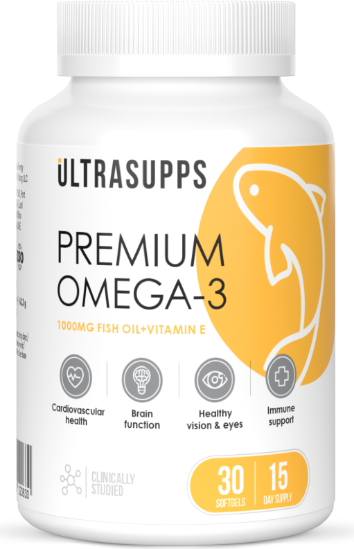 UltraSupps Премиум Омега-3 30 шт. Premium Omega-30 250ml