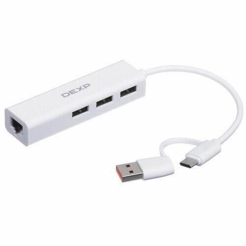 Док-станция, USB Type-A; USB Type-C,100 Мбит/с, цвет -белый, практичный