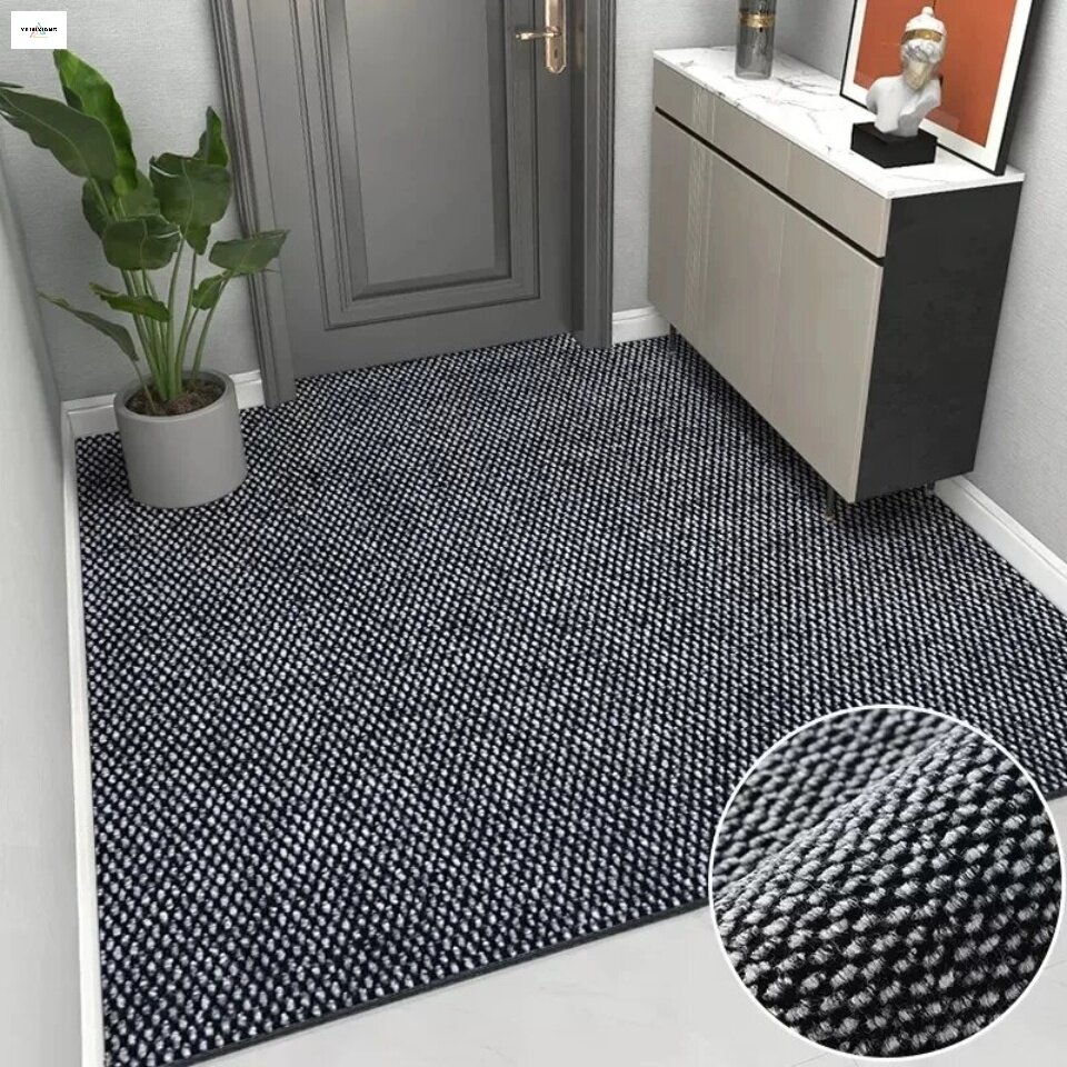 Утолщённый серый ковёр Blended Fabrics 50x80 см с ананасовым принтом, используемый для предотвращения скольжения при входе, представлен как премиумрешение.