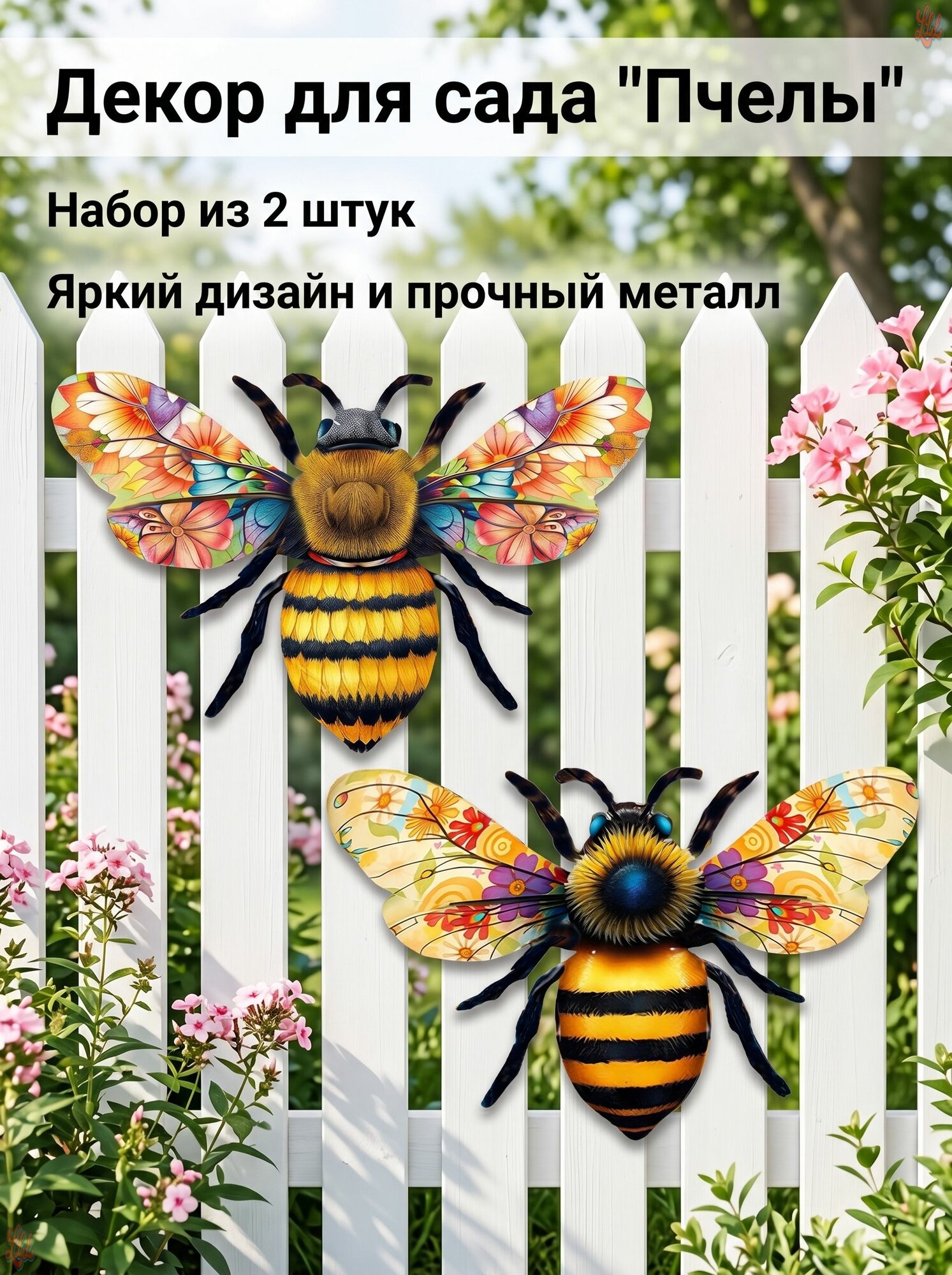 2шт. Металлический декор для стен в виде пчелы, яркое украшение для сада и дачи, наружные декоративные элементыLLLZJBT