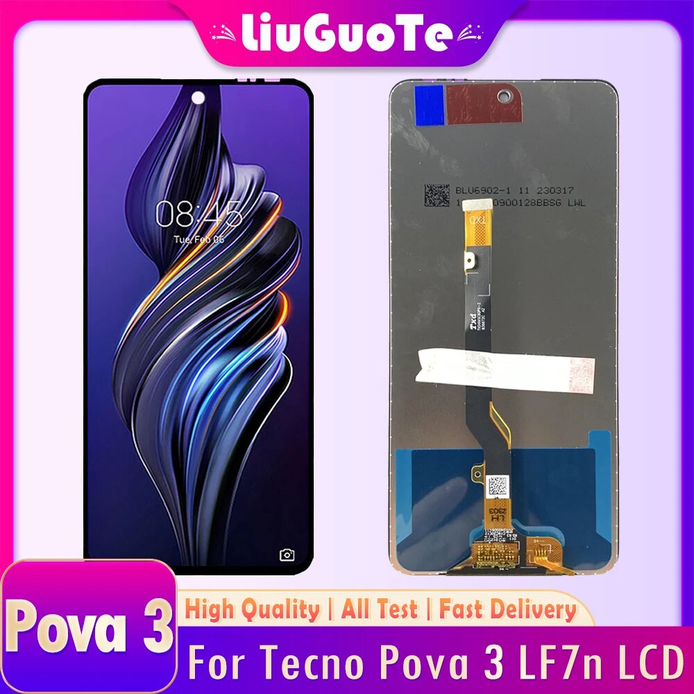 Дисплей для Tecno Pova 3 LF7n 6.9" Black No Frame