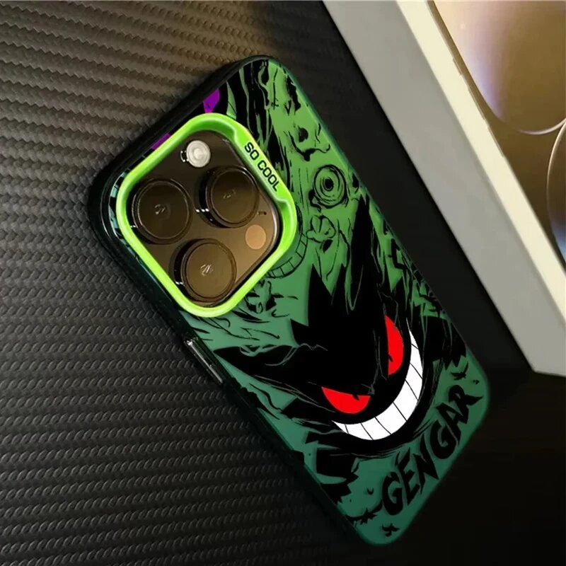 Аниме-чехол для телефона с Покемоном Генгаром для iPhone 17 Air, 16e, 16 Pro iPhone12, Зеленый, 3