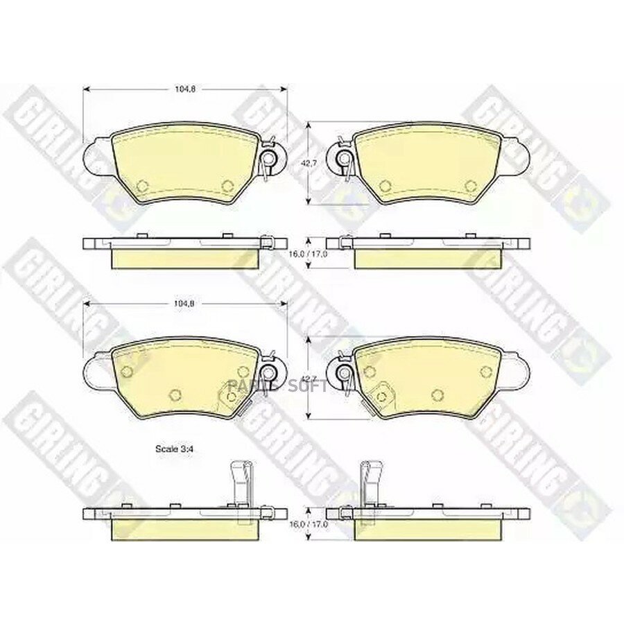 Колодки тормозные OPEL ASTRA G 1.7D/2.0D/ZAFIRA VAN 1.8/2.0 03>05 задние от официального дистрибьютора, GIRLING, артикул 6113524