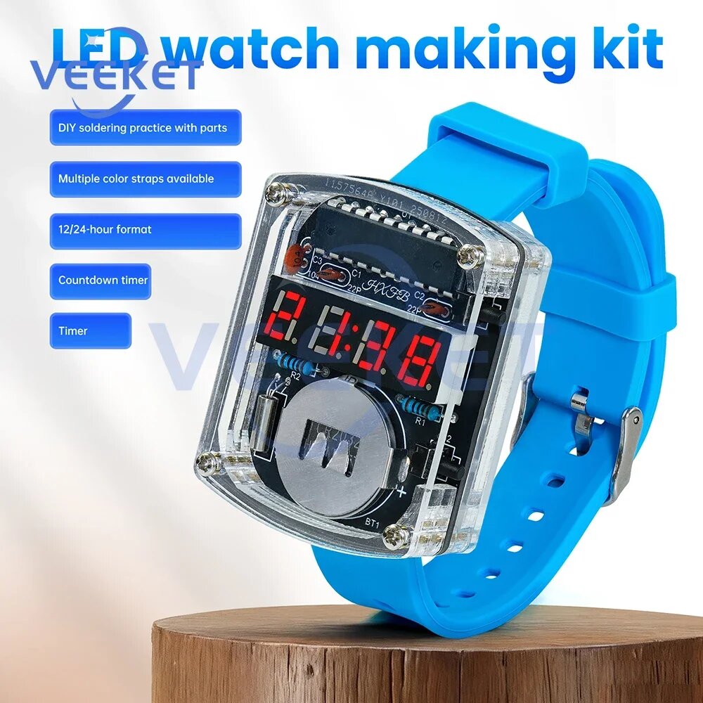 DIY LED Часы Kit с Lake Blue ремешком — фото 1