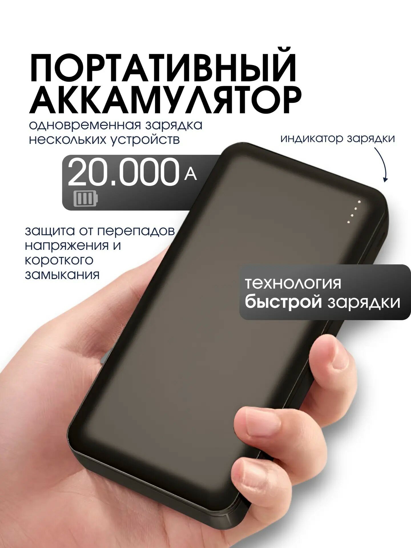 Повербанк 20000 mAh, внешний аккумулятор Powerbank Business Series , павербанк с USB и Type-C , пауэрбанк — фото 1