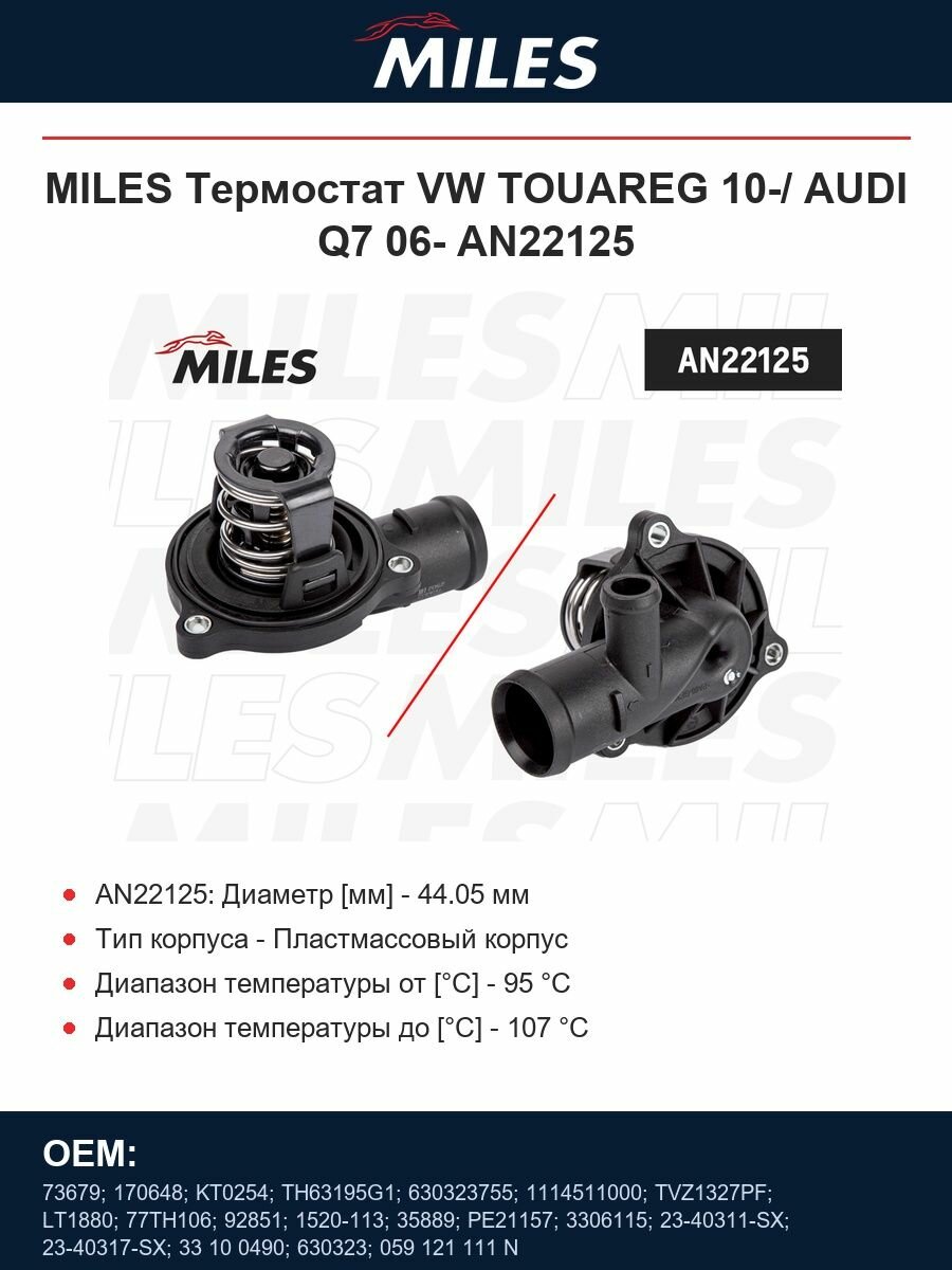 MILES Термостат VW TOUAREG 10-/ AUDI Q7 06- AN22125