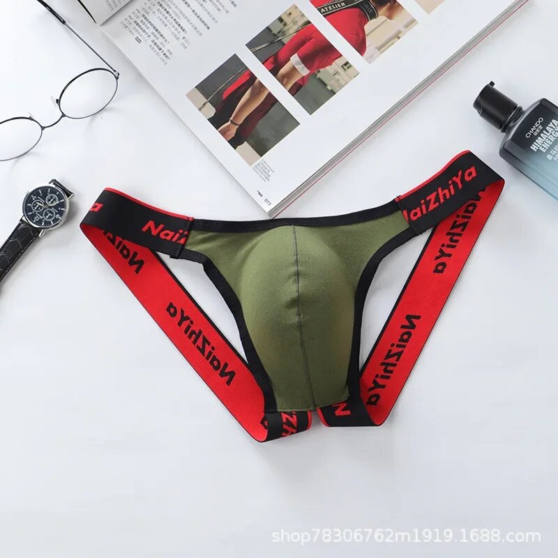 Мужские стринги зеленые army green SUGOIDAN