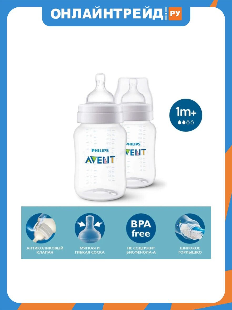 Бутылочка для кормления Philips Avent SCY103/02, 2 шт, 260мл