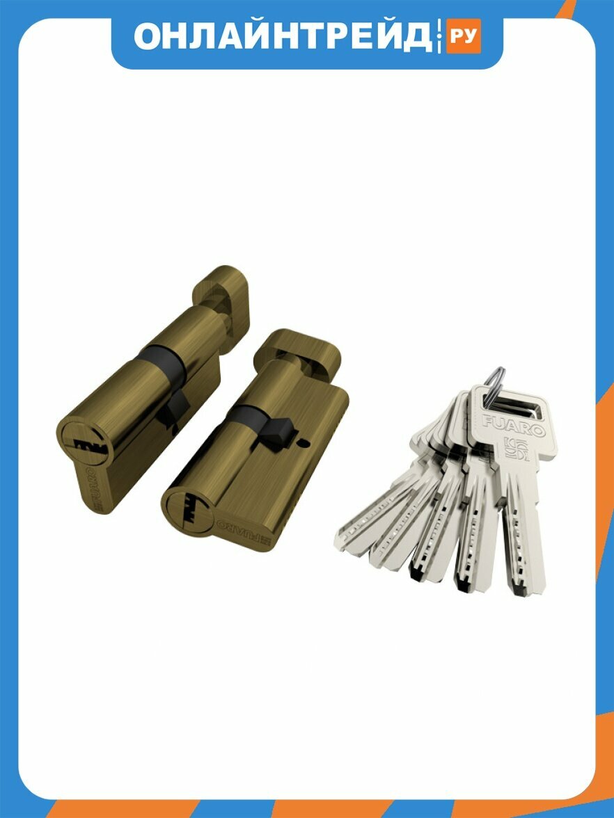 Цилиндровый механизм Fuaro (R602) R6002 Knob 60 (25+10+25) AB бронза 5Key с вертушкой