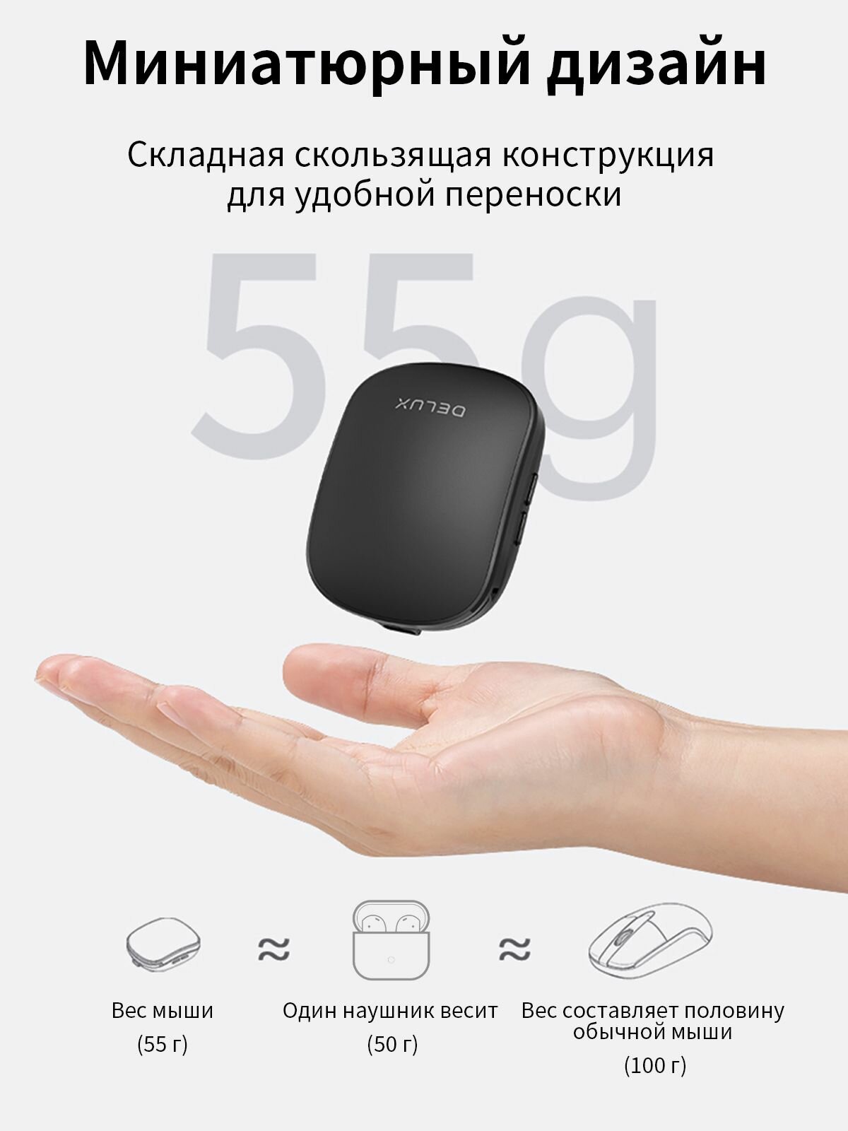 Беспроводная складная мышь MF20 Dual Mode: 2.4G + Bluetooth, ультралёгкая Mini, для Huawei, Honor, iPad, Android, ноутбуков и ПК