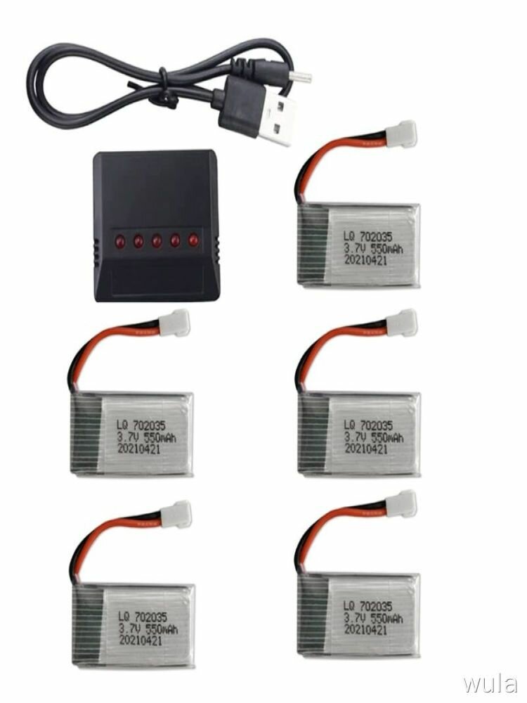 Аккумуляторы для модели самолета LO 702035, 3.7V 550mAh, 4 шт, с USB зарядкой