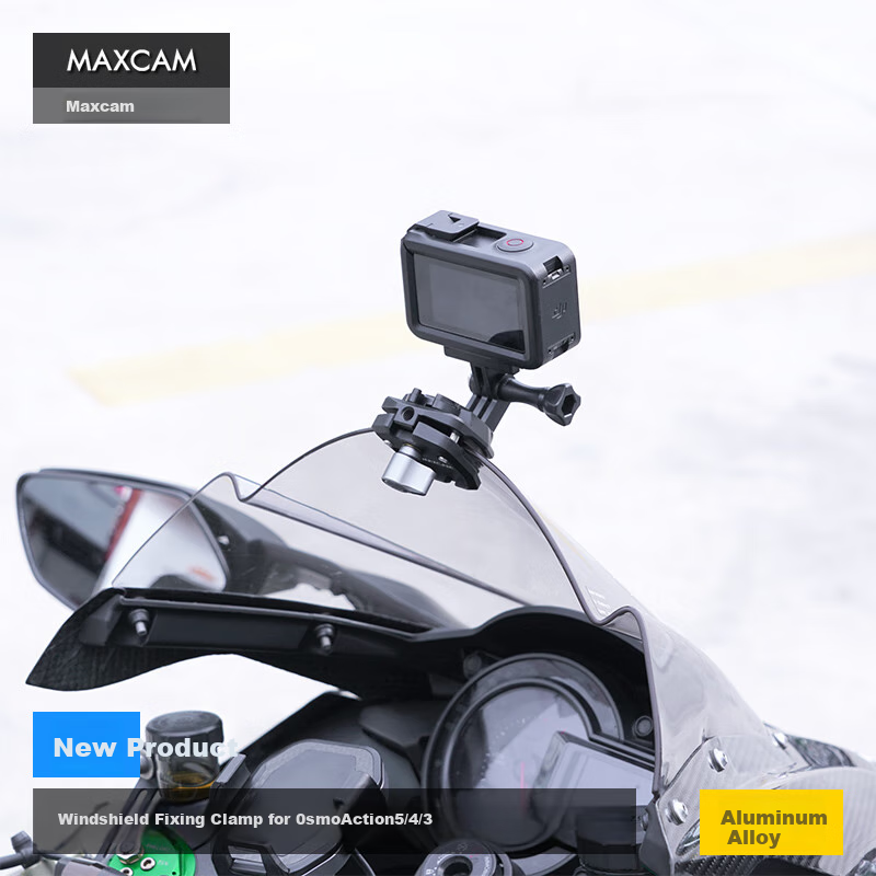 MAXCAM Монтажный кронштейн для мотоцикла на лобовое стекло для камер DJI Osmo Action 6/5/4 Алюминиевый фиксированный