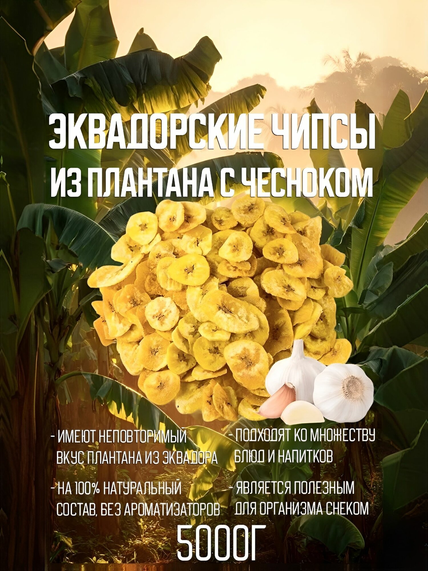 Чипсы овощные из Плантана с чесноком 5000г