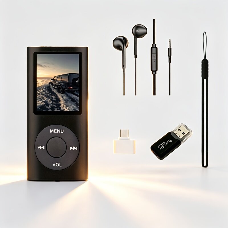 MP3/MP4 плеер, черный, с двойным OTG, наушниками и кабелем
