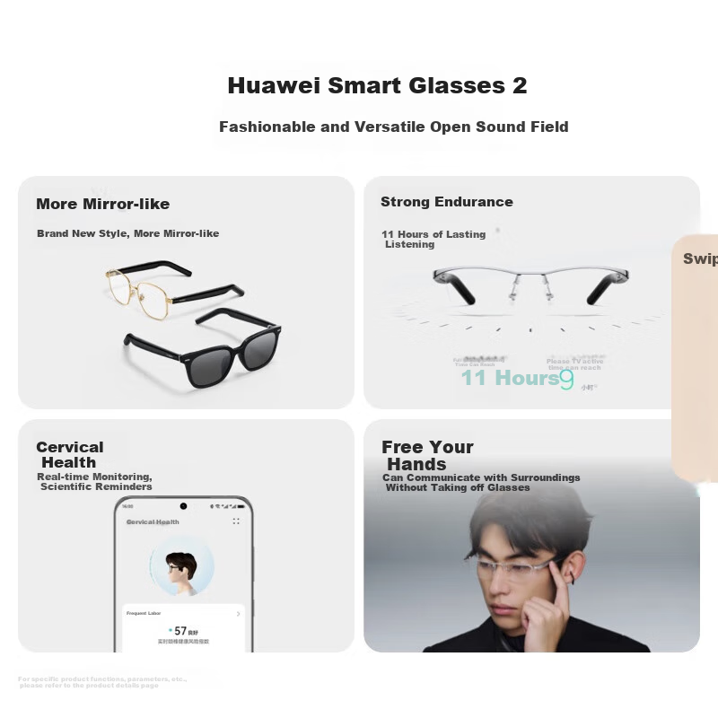 Умные очки HUAWEI Smart Glasses 2 Титановый каркас беспроводные стерео наушники с жестовым управлением открытый дизайн