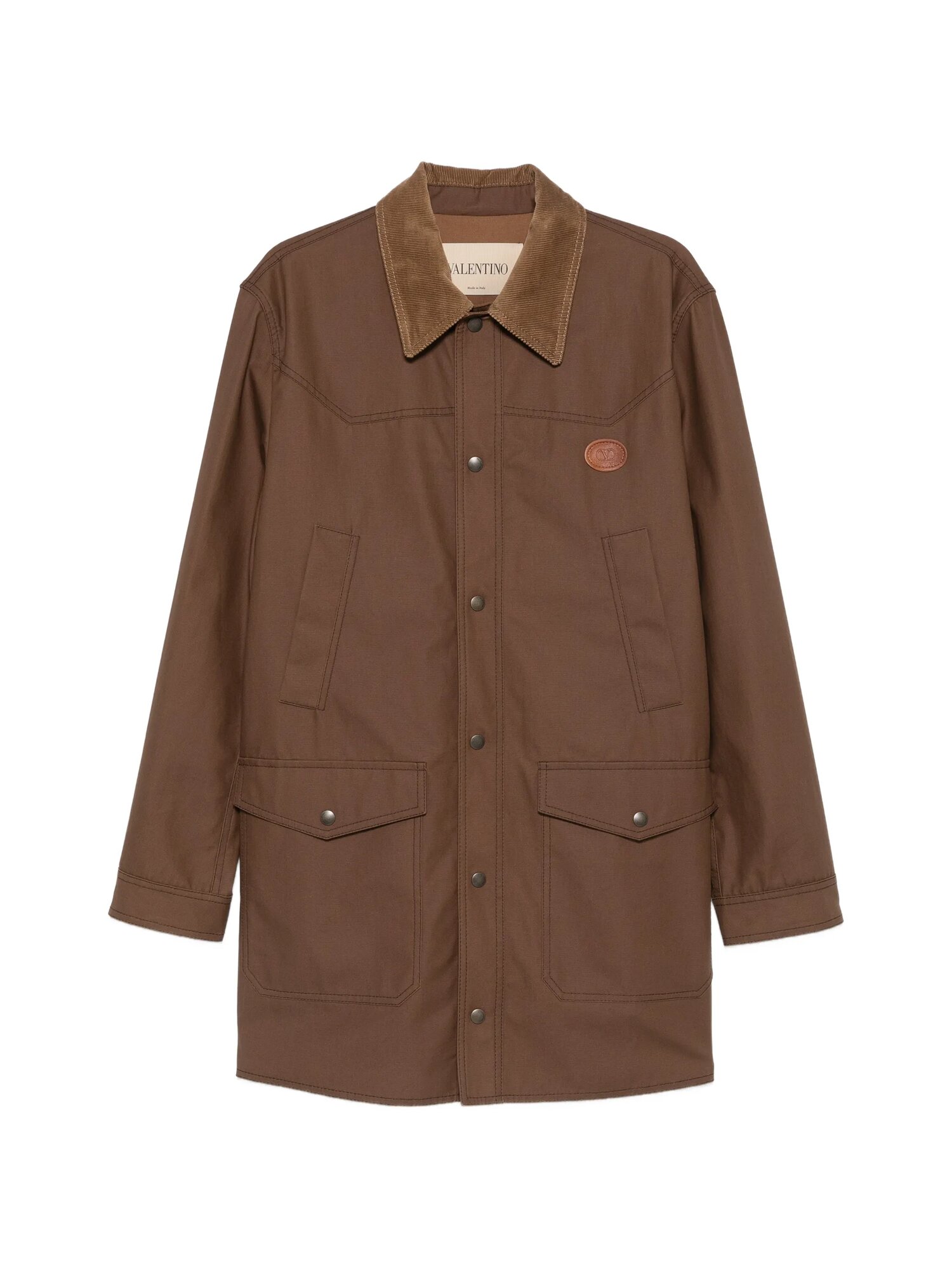 Пальто Corduroy-collar logo-patch coat