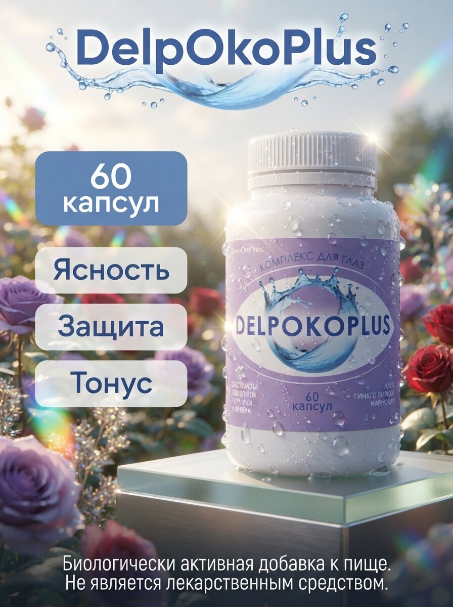 DelpOkoPlus: БАД для поддержки зрения, натуральный состав, 60 капсул