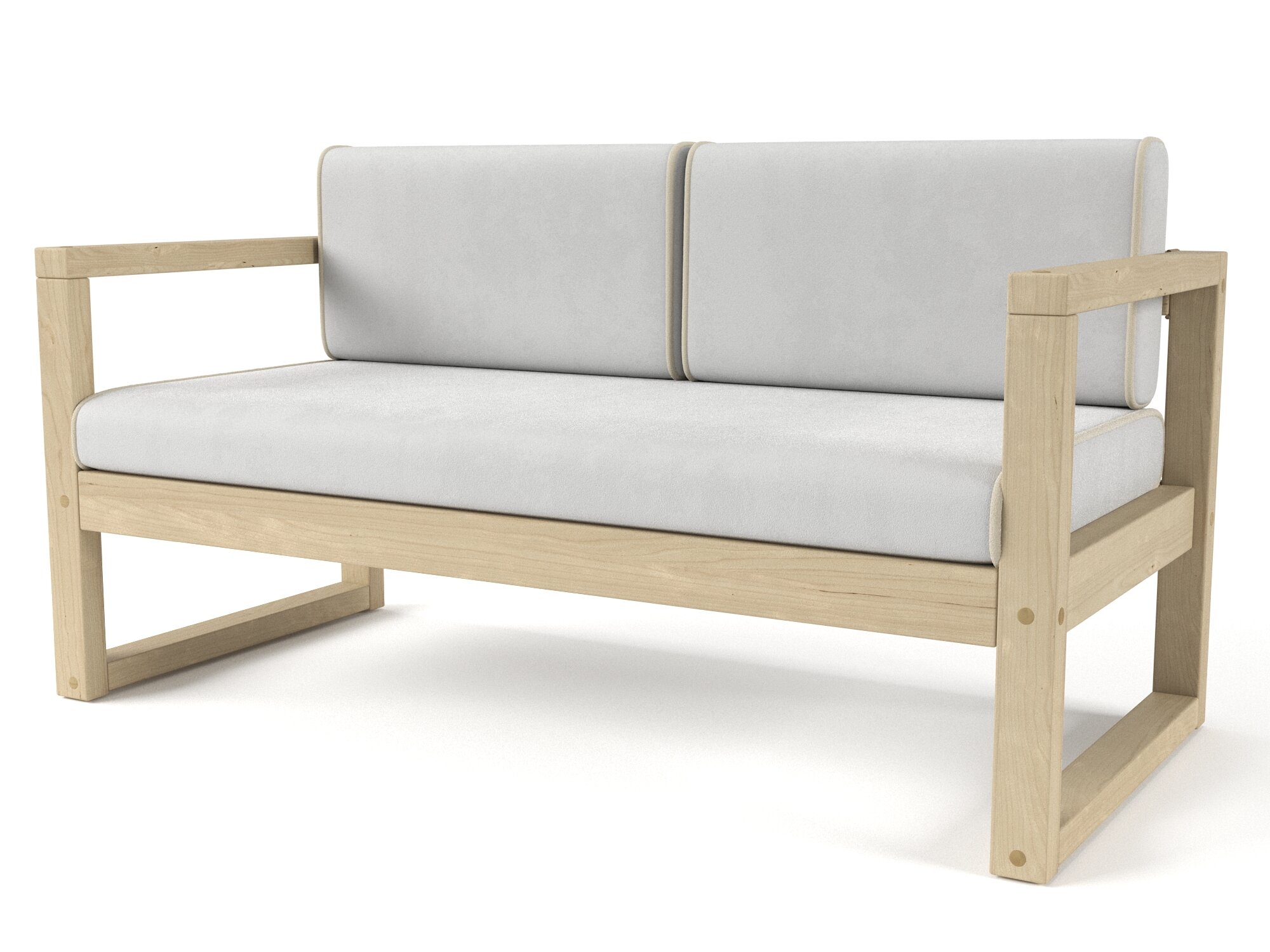 Диван кушетка Soft Element Август Ash, велюр, стиль скандинавский лофт, на кухню, на балкон и в прихожую, садовый диван на дачу, для салона красоты