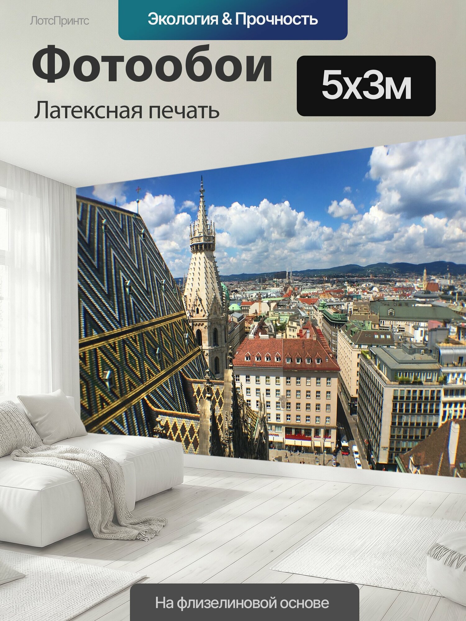 Фотообои моющиеся ударопрочные "Вена, австрия, архитектуры" 500x300 см. латексная печать