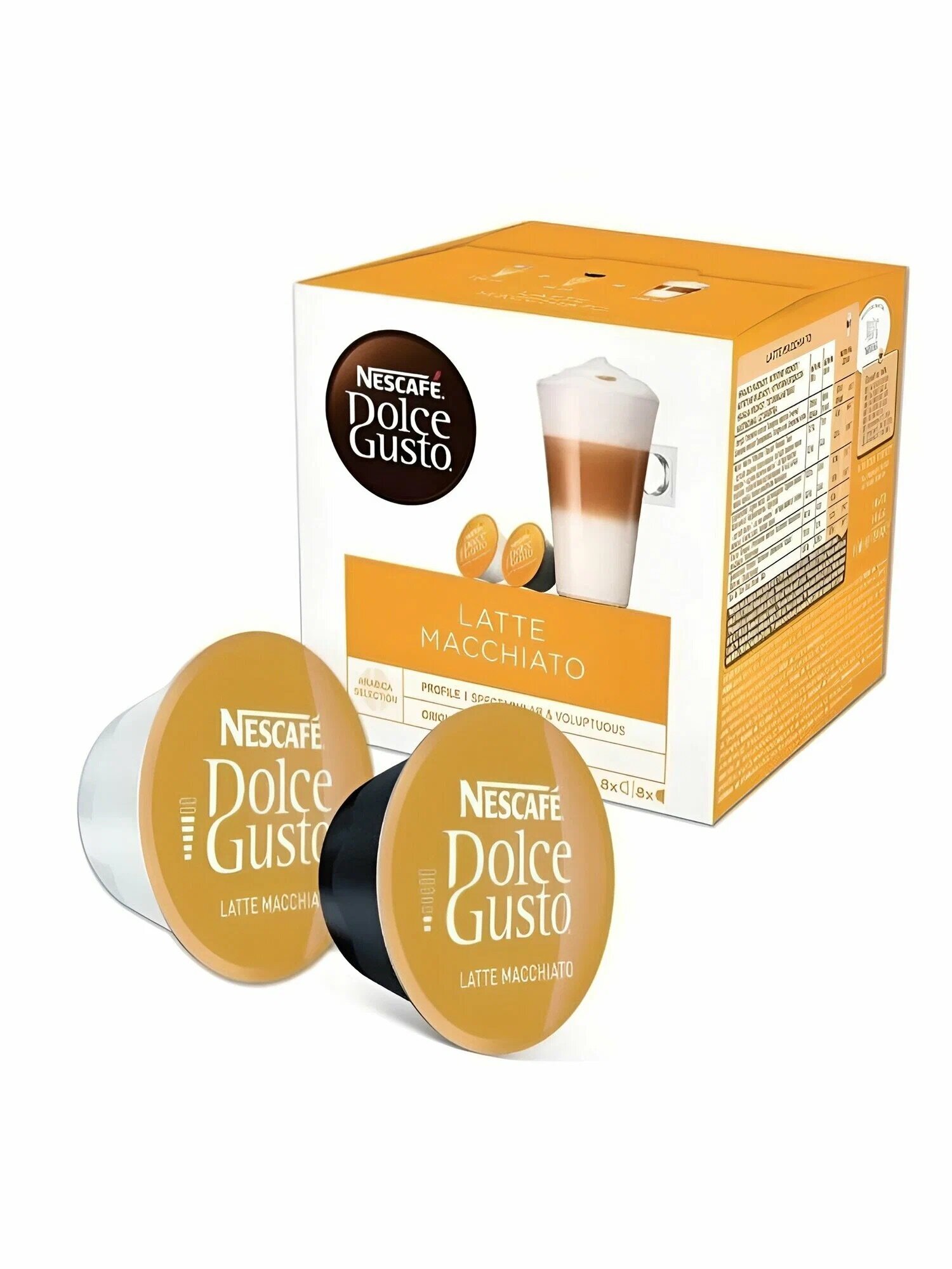 Кофе в капсулах Nescafe Dolce Gusto Latte Macchiato, 8 порций 16 капсул, 186 г Без заводской коробки.