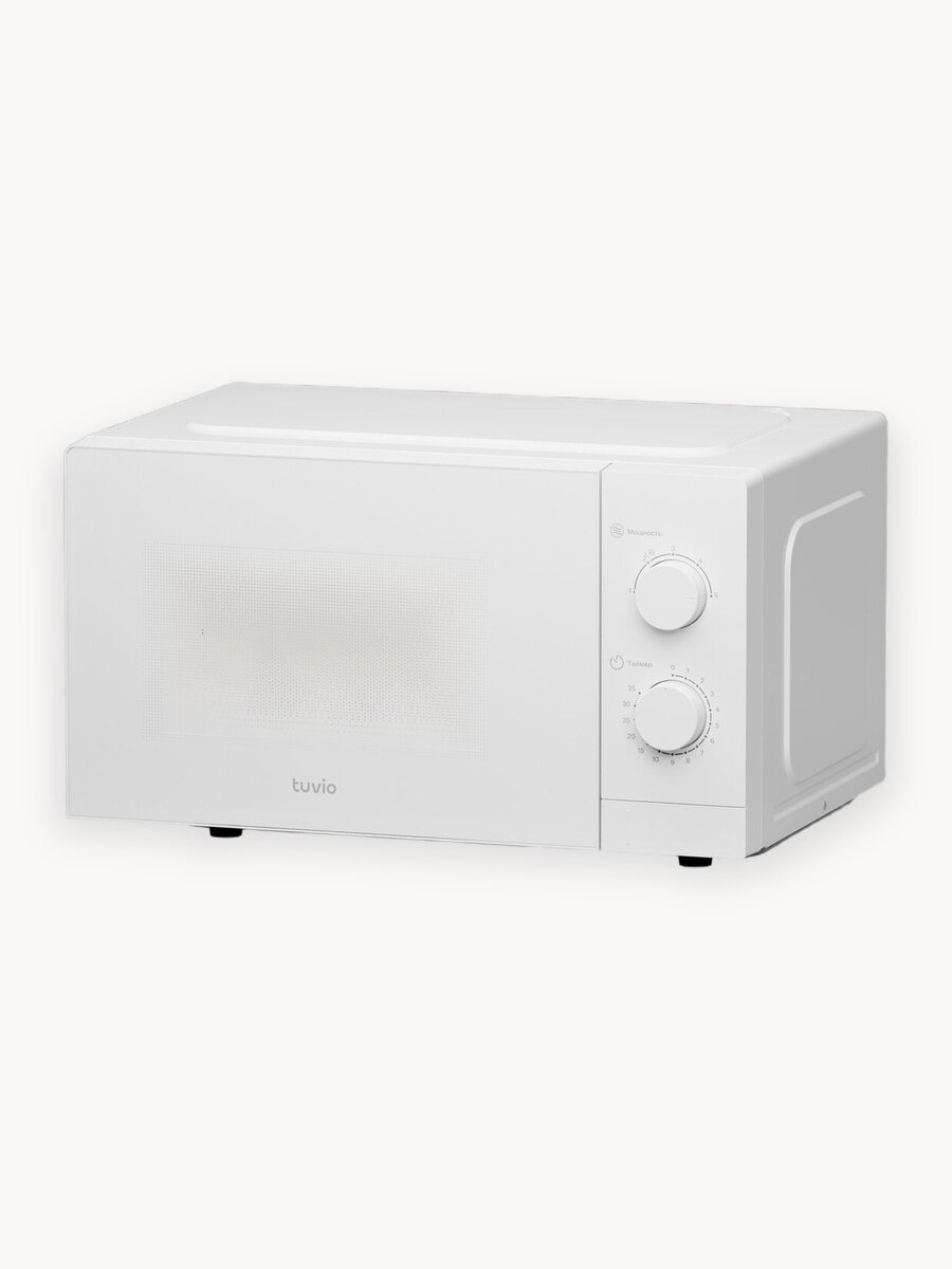 Микроволновая печь 20 л с регулировкой мощности и таймером Tuvio MW02WB, белая