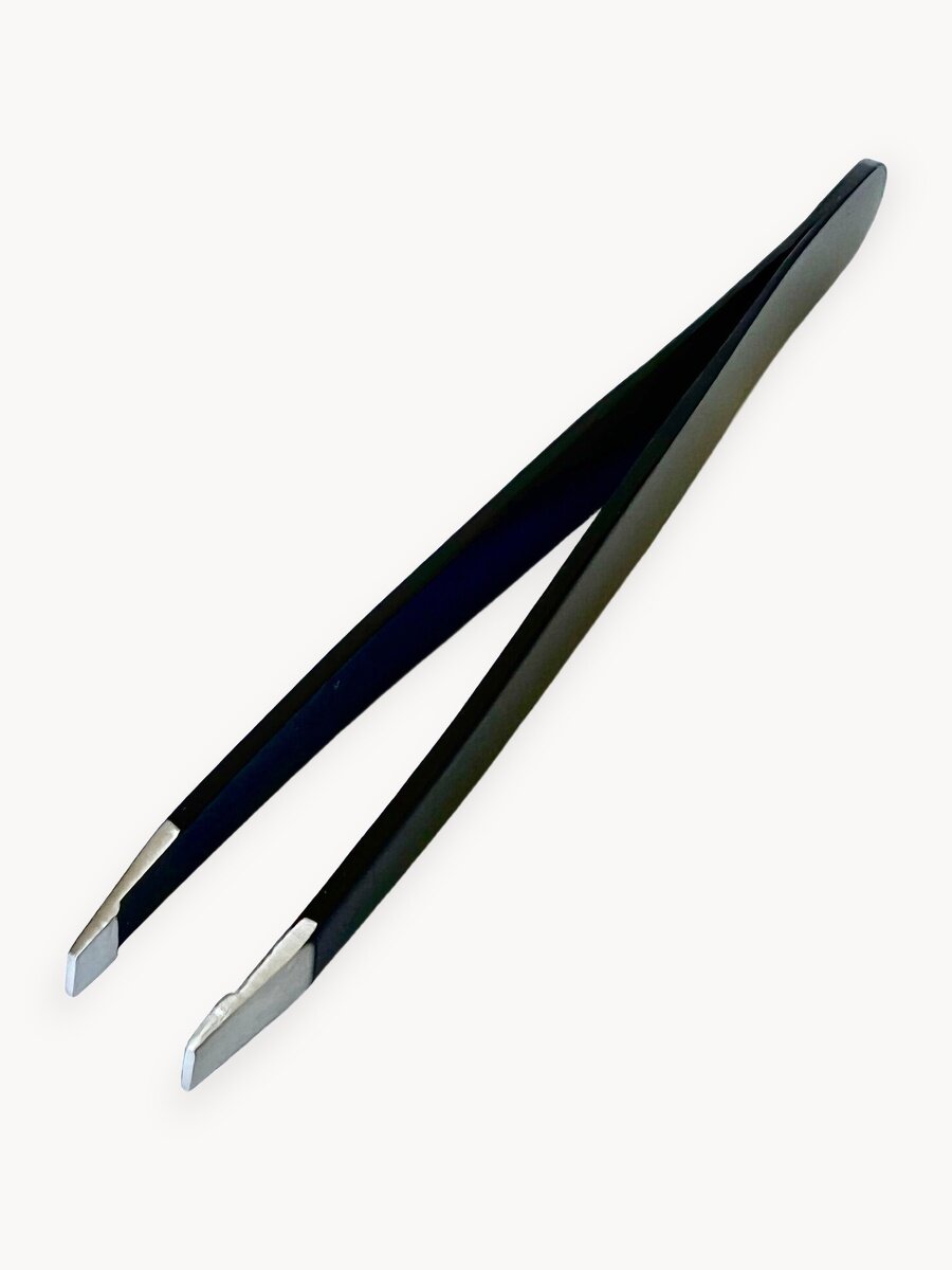 Профессиональный пинцет для бровей, нержавеющая сталь, черный, 9 см