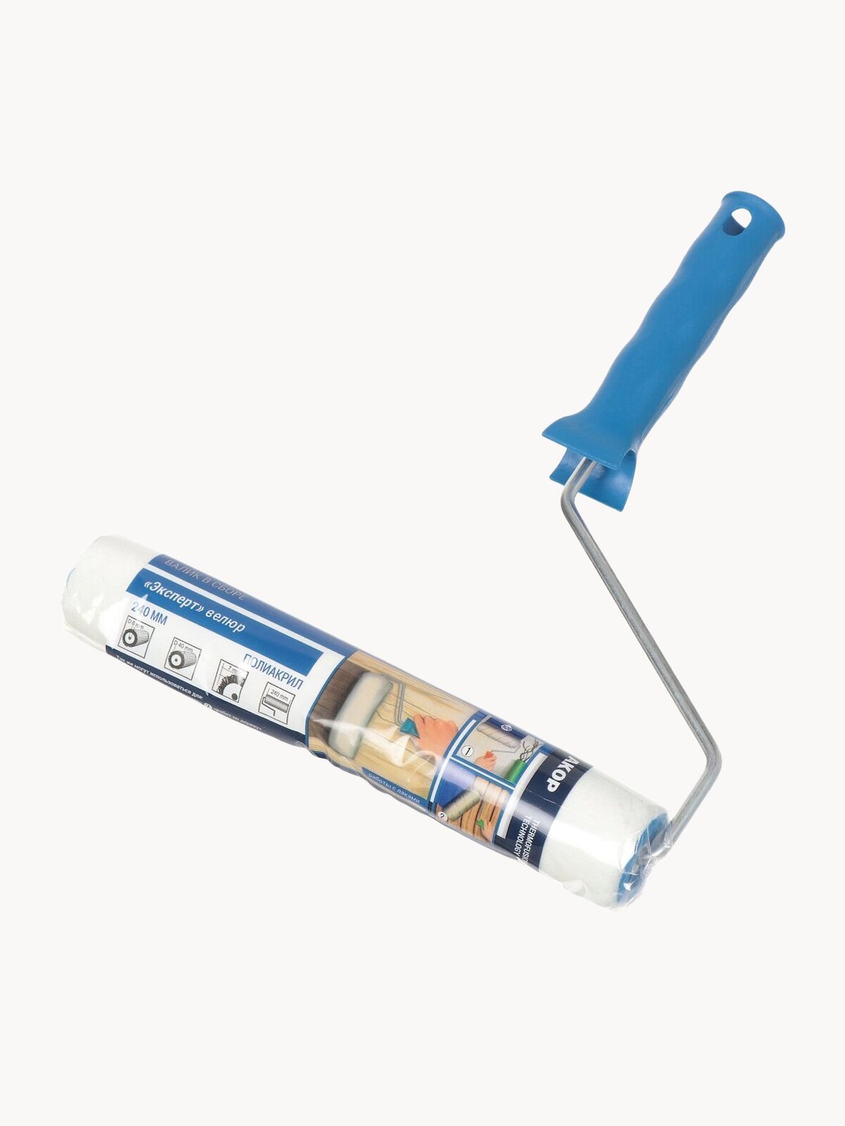 Валик малярный Акор, Эксперт, велюр, 240 мм, с бюгелем, белый, 724 35 624