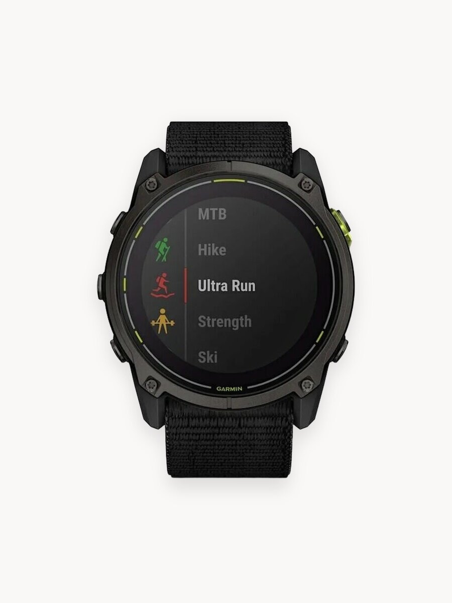 Смарт часы Garmin Enduro 3, с черным титановым безелем DLC, черным нейлоновым ремешком