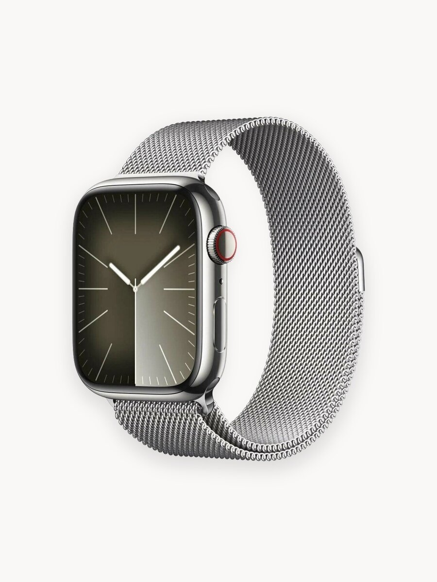 Умные часы Apple Watch Series 9 45 мм Steel Case GPS + Cellular, Silver Milanese Loop