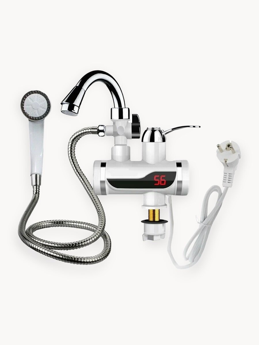 Водонагреватель проточный электрический/ Компактный проточный электрический кран водонагреватель с душем