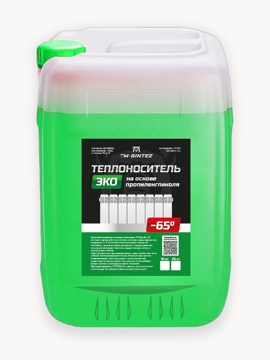 Теплоноситель ЭКО M-SINTEZ, на основе пропиленгликоля, 20 кг