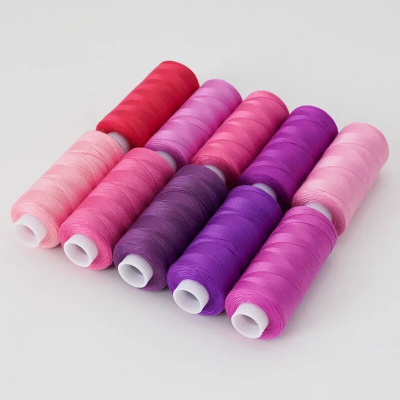 Швейные нитки полиэстер 10 цветов набор 400 ярдов Фиолетовый, Ten colors pink