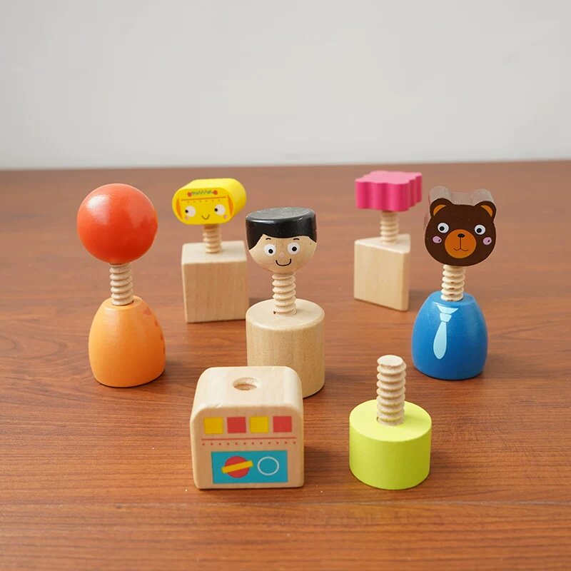 Деревянная игрушка с гайками и болтами для детей 2-3 лет, развивающая мелкую моторику пальцев