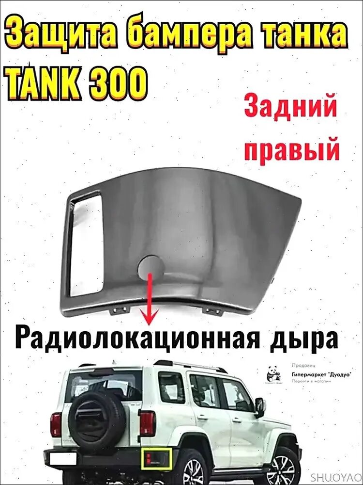 Защита заднего правого бампера для танка TANK 300, серая, абсорбер