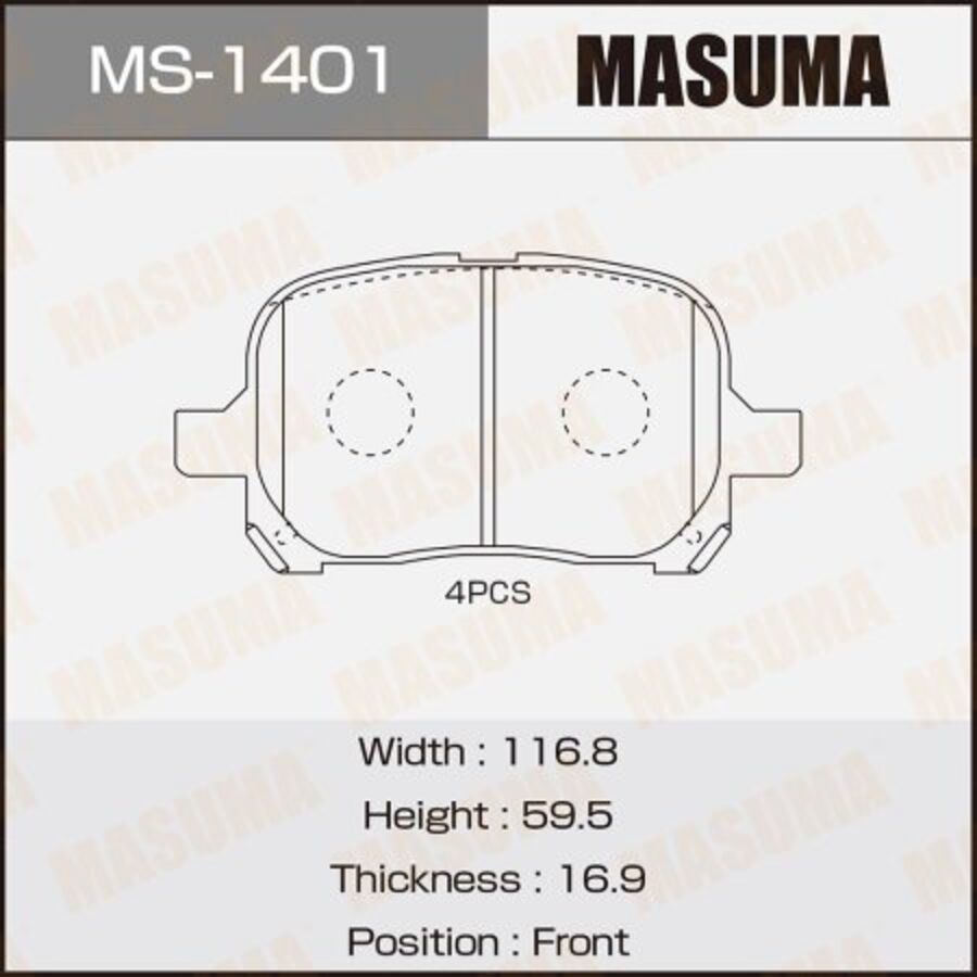 Колодки Тормозные Пер. Toyota Camry, Lexus Rx300 00-03 (Masuma MS-1401)
