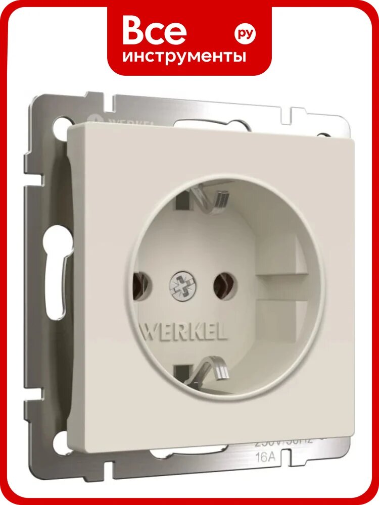 Розетка WERKEL с заземлением, шторками и usb тип a+c, айвори матовый a069611