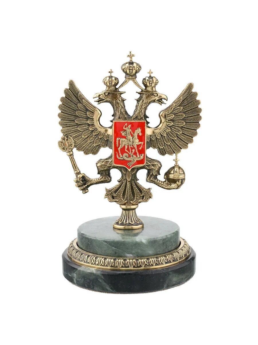 Статуэтка из бронзы и камня "Герб РФ"