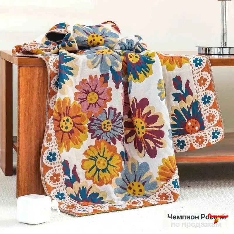 Полотенце банное 80x160 см, хлопок, муслин, белый, 1 шт
