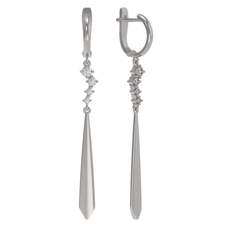 Серьги, серебро, 925 проба, родирование