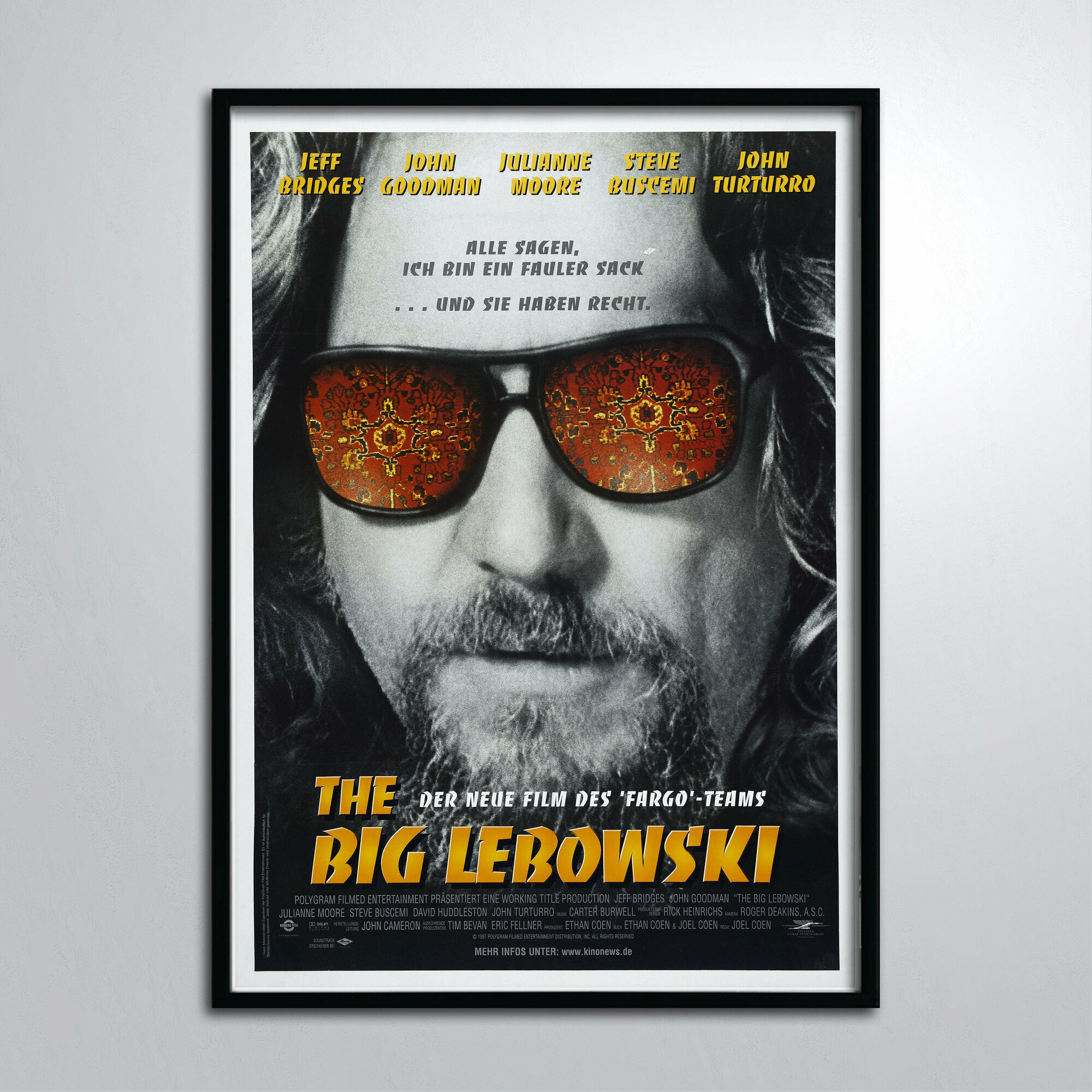 Постер в раме/Братья Коэн Большой Лебовски Оригинал The Big Lebowski