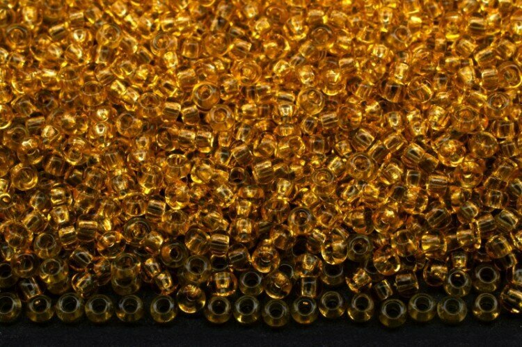 Бисер чешский PRECIOSA круглый 13/0 10020 янтарный прозрачный, 25г